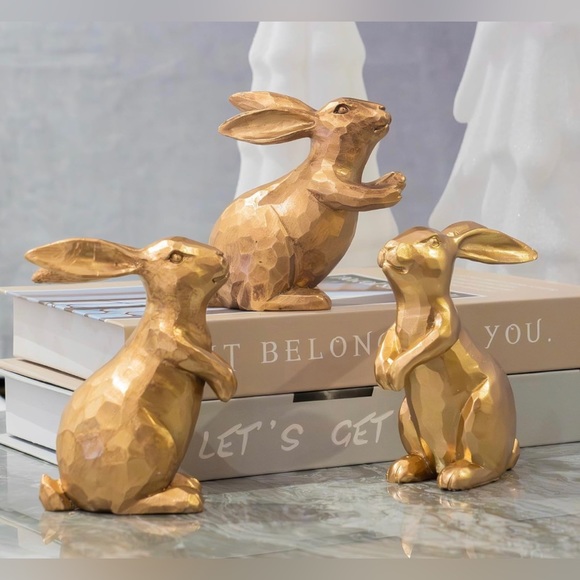 Accents | Nwt Resin Vintage Gold Bunny Decor Rabbit Figurines Small ...